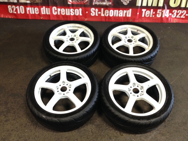 JDM WHITE GRAM LIGHTS G/L 57 MAXIMUM MAGS WITH TIRES 17X7.0JJ +43 5X114 ...