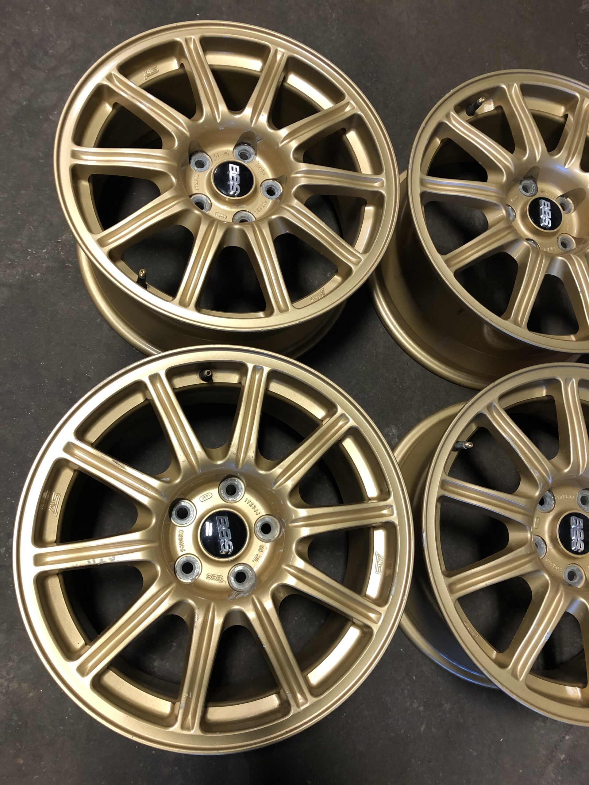 JDM BBS GOLD STI OEM WHEELS ONLY FOR SALE MAGS 17X8JJ 53 WHEELS FIT ...